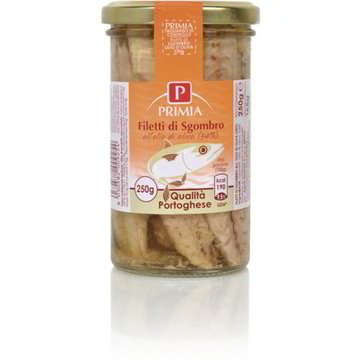 FILETTI DI SGOMBRO PORTOGHESE ALL'OLIO DI OLIVA 250 g PRIMIA - Primia