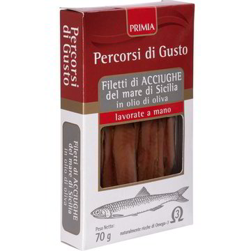 FILETTI DI ACCIUGHE DEL MARE DI SICILIA 70 g PERCORSI DI GUSTO PRIMIA ...