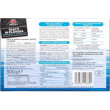 FILETTI DI PLATESSA IMPANATI 300 g PRIMIA - Primia