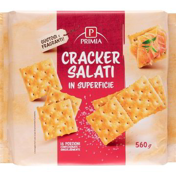 CRACKER 16 PORZIONI SALATI IN SUPERFICIE 560 g PRIMIA - Primia